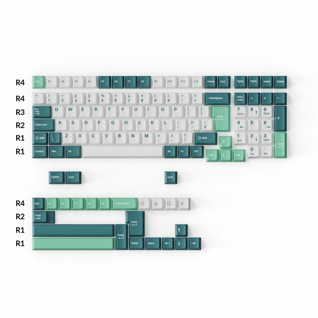 Cherry Profile Double-Shot PBT Full Set Keycaps – White Mint – Keychron