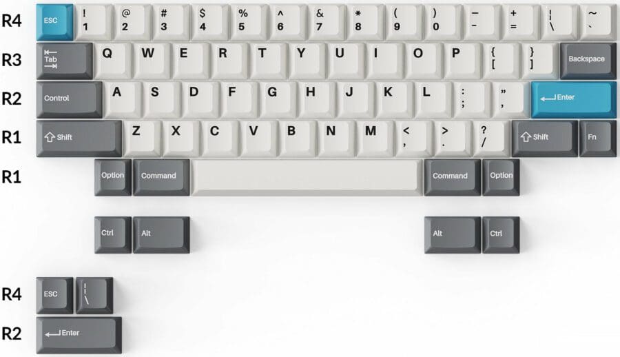 Cherry Profile PBT Keycaps - Grey, White, and Blue | Keychron