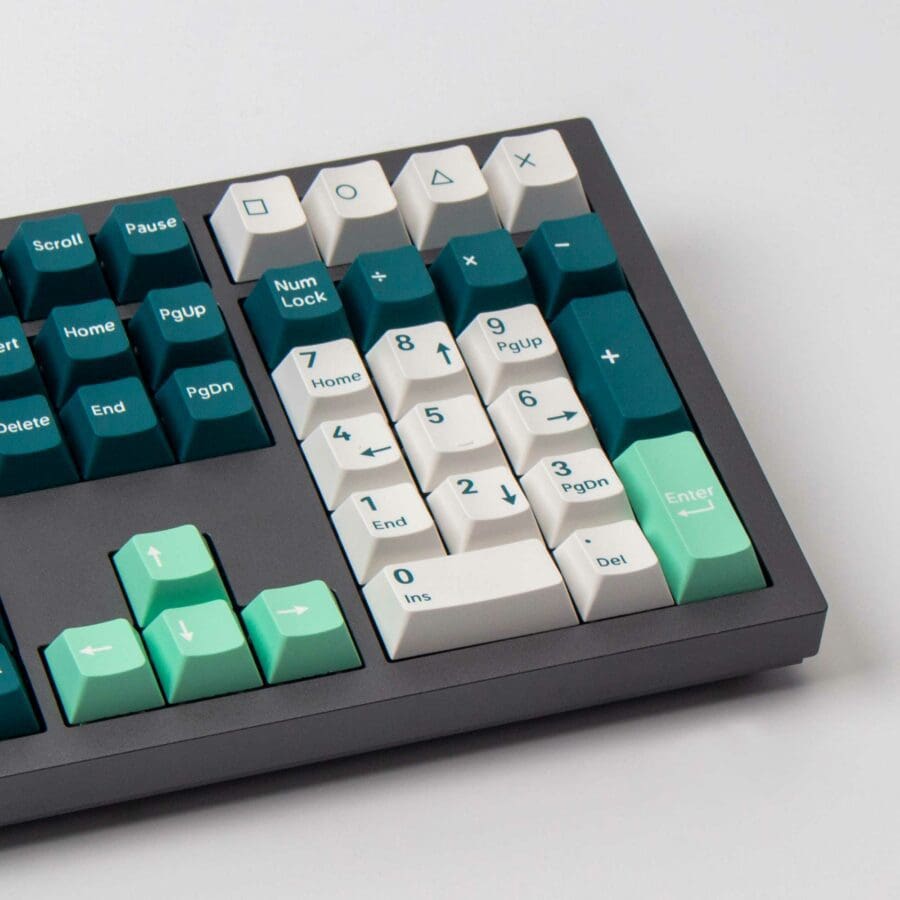 Cherry Profile Double-Shot PBT Full Set Keycaps - White Mint | Keychron