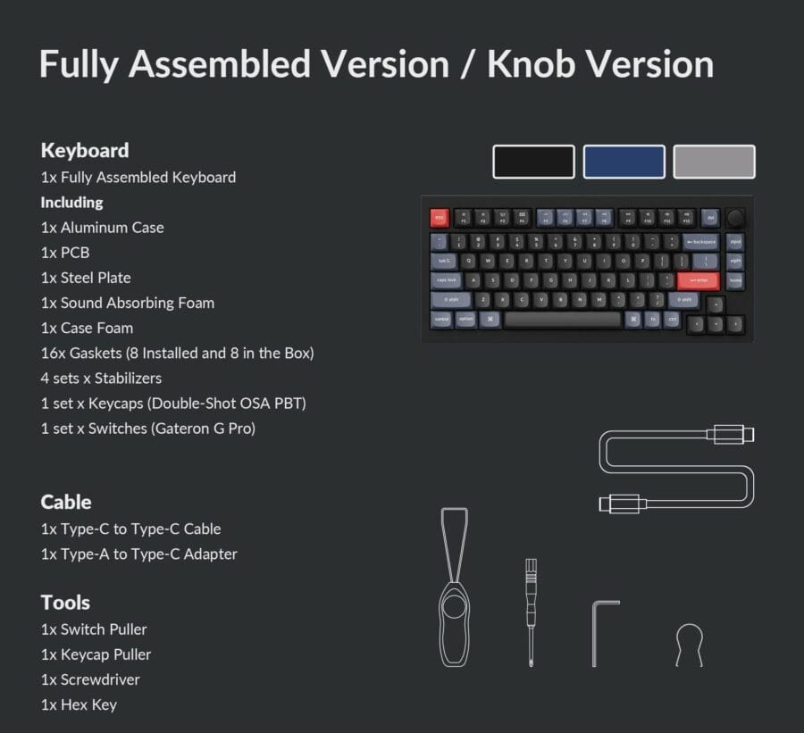 Keychron Q1 QMK Custom Wired Mechanical Keyboard (Fully Assembled ...